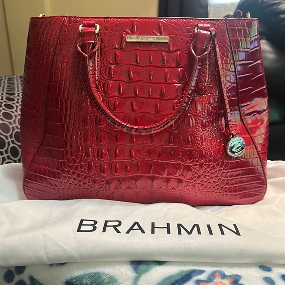 Brahmin | Bags | Brahmin Red Crocodile Embossed Womens Bag | Poshmark